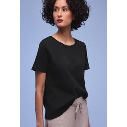 Street One Damen T-Shirtschwarz, Gr. 36, unifarben, Web, 100% Baumwolle, Shirts, aus reiner Baumwolle
