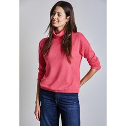 Street One Damen Langarmshirt, rot, Gr. 42, unifarben, Stoff, 68% Polyester, 29% Viskose, 3% Elasthan, Shirts, mit Schalkragen