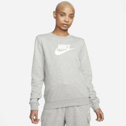 Sweatshirt Nike Sportswear "CLUB FLEECE WOMENS CREW", Damen, Gr. L, grau (dk grau heather, wei&szlig;), Obermaterial: 80% Baumwolle, 20% Polyester, Rundhals, B&uuml;ndchen, Sweatshirts Sweatshirt, Damen Pullover aus weichem Fleece Material
