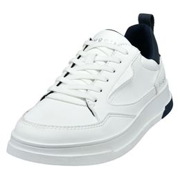 Bugatti Herren Keilsneaker, Gr. 40, blau, Lederimitat, unifarben mit Farbeinsatz, Schuhe, Freizeitschuh, Halbschuh, Schn&uuml;rer mit Kontrastbesatz