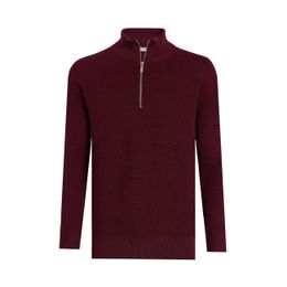 FELIX HARDY Herren Stehkragenpullover "Pullover mit halbem Rei&szlig;verschluss"bordeaux, Gr. L, 100% Baumwolle, Pullover