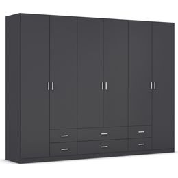 Dreht&uuml;renschrank Rauch "Kleiderschrank Garderobe GAMMA Breiten 91/136/181/226/271/315/360 cm", grau (graumetallic, griffe alu), B:271cm H:210cm T:54cm, Holzwerkstoff, Schr&auml;nke, Dreht&uuml;renschrank, mit Schubladen, verschiedene Griff-Varianten TOPSELLER MADE IN GERMANY