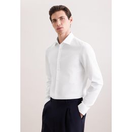 Businesshemd Seidensticker "Schwarze Rose", Herren, Gr. L (42), verl&auml;ngerte &Auml;rmell&auml;ngen, wei&szlig;, 100% Baumwolle, unifarben, tailored fit, 2-Knopf-Manschette, Hemden, Shaped 1/1 Extra lang Kentkragen Uni
