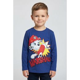 Langarmshirt PAW PATROL, Jungen, Gr. 116/122, blau, Jersey, Obermaterial: 100% Baumwolle, bedruckt, Basic normal, Rundhals, Shirts Langarmshirt