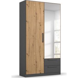 Dreht&uuml;renschrank Rauch "StyleUp", grau (graumetallic), B:91cm H:197cm T:54cm, Holzwerkstoff, Schr&auml;nke, Dreht&uuml;renschrank, Typ Dark & Wood mit trendigen farblich abgesetzten Griffen