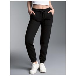 TRIGEMA Damen Jerseyhose "TRIGEMA Bequeme Jogginghose mit gro&szlig;en Taschen", schwarz, Gr. S, Sweatware, 55% Polyester, 45% Baumwolle, Hosen