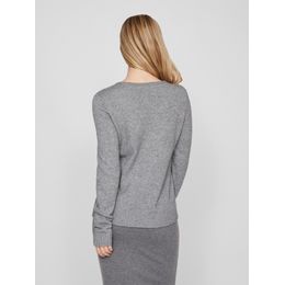 Vila Damen V-Ausschnitt-Pullover "VIRIL V-NECK L/S KNIT TOP - NOOS", grau, Gr. M, meliert, unifarben, Feinstrick, Obermaterial: 50% Viskose, 27%