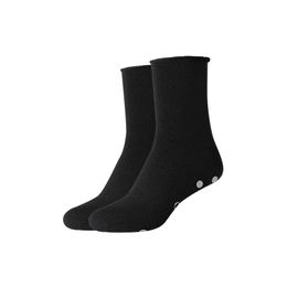 Camano Damen ABS-Socken "warm & cozy", Gr. 39, schwarz, Materialmix, unifarben, Socken, mit Anti-Rutsch Noppen