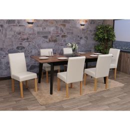 MCW 6er-Set Esszimmerstuhl Stuhl K&uuml;chenstuhl Littau ~ Kunstleder, wei&szlig;, helle Beine