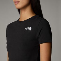 T-Shirt The North Face "Essential kurz und schmal geschnittenes T-Shirt f&uuml;r Damen", Damen, Gr. XXL, schwarz (tnf schwarz), Obermaterial: 95% Baumwolle, 5% Elasthan, Shirts T-Shirt, sportlicher Stil, gerippter Kragen, aus Baumwolle und Elasthan
