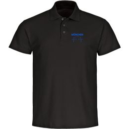 multifanshop Poloshirt - M&uuml;nchen blau - Herzschlag - Druck blau - Polo