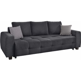 Schlafsofa Collection AB "Bella, B: 241 cm, Liegefl. 142x194 cm", grau (anthrazit), B:241cm H:90cm T:94cm, Zierkissen: 100% Polyester;Microfaser PRIMABELLE (100% Polyester);Struktur fein (100% Polyester), Sofas, Schlafsofa, mit Bettfunktion, Bettkasten & 2 Zierkissen, Federkern