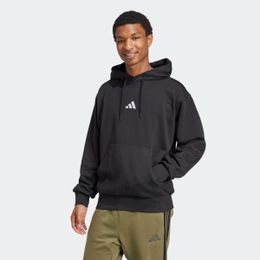 Kapuzensweatshirt adidas Sportswear "M FEELCOZY HD", Herren, Gr. S, schwarz-wei&szlig; (schwarz, wei&szlig;), Obermaterial: 70% Baumwolle, 30% Polyester, angesetztes B&uuml;ndchen, Sweatshirts Kapuzensweatshirt