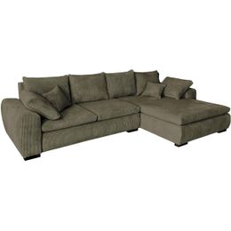 Ecksofa Home Affaire "Cara Mia L-Form, B: 325 cm - OTTO. Verl&auml;ssliche Qualit&auml;t.", olive, B:325cm H:87cm T:183cm, Luxus-Microfaser Vintageoptik (100% Polyester);Microfaser Antiklederoptik (100% Polyester), Sofas, Ecksofa, mit 4 Zierkissen, optional Bettfunktion & Bettkasten