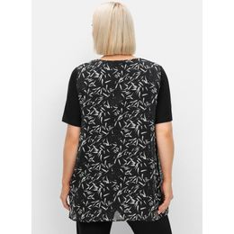 sheego Damen Blusenshirt "Blusenshirt"schwarz, wei&szlig;, gemustert, Gr. 46, gebl&uuml;mt, gemustert, mehrfarbig, 95% Viskose, 5% Elasthan, Webware:100%