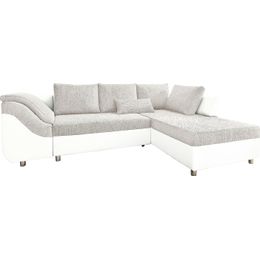 Ecksofa Collection AB "Sally L-Form", wei&szlig; (wei&szlig;, wei&szlig;), B:256cm H:87cm T:165cm, Microfaser PRIMABELLE (100% Polyester) / Struktur (80% Polyester, 20% Acryl);Struktur (80% Polyester, 20% Acryl);Kunstleder SOFTLUX / Struktur (80% Polyester, 20% Acryl);Microfaser PRIMABELLE (100% Polyester) / Cord (100% Polyester), Sofas, Ecksofa, mit und ohne Bettfunktion, inklusive loser R&uuml;cken- und Zierkissen