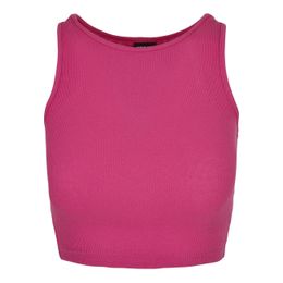 Tanktop Urban Classics "Urban Classics Damen Ladies Cropped Rib Top", Damen, Gr. XL, brightviolet, 97% Baumwolle, 3% Elasthan, unifarben, slim fit, Tops Tanktop