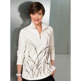 Classic Basics Damen Langarm-Poloshirt "Winter-Shirt", wei&szlig;, Gr. 42, unifarben, 100% Baumwolle, Shirts