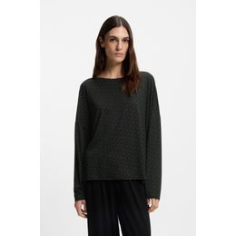 BOSS Damen Pyjamaoberteil, Gr. XSschwarz 002, Jersey, Obermaterial: 95% Lyocell, 5% Elasthan, Shirts, mit Monogramm-Print und Fledermaus&auml;rmeln,