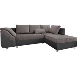 Ecksofa Collection AB "Sally L-Form", schwarz (schwarz, grau), B:256cm H:87cm T:165cm, Microfaser PRIMABELLE (100% Polyester) / Struktur (80% Polyester, 20% Acryl);Struktur (80% Polyester, 20% Acryl);Kunstleder SOFTLUX / Struktur (80% Polyester, 20% Acryl);Microfaser PRIMABELLE (100% Polyester) / Cord (100% Polyester), Sofas, Ecksofa, mit und ohne Bettfunktion, inklusive loser R&uuml;cken- und Zierkiss
