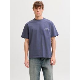 Jack & Jones T-Shirt JACK & JONES "JORMONTAUK PHOTO BACK TEE SS CN", Herren, Gr. M, odyssey gray, Jersey, Obermaterial: 100% Baumwolle, unifarben, relaxed fit normal, Rundhals, Shirts T-Shirt