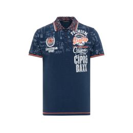 Cipo & Baxx CIPO & BAXX Herren T-Shirt "Poloshirt", blau, Gr. S, bedruckt, 95% Baumwolle, 5% Elasthan, Shirts, mit stylischem Print