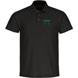 multifanshop Poloshirt - Hannover - Herzschlag - Druck gr&uuml;n - Polo