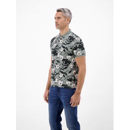 Lerros Herren Poloshirt "Poloshirt mit floralem Print aus 100% Baumwolle"storm grau, Gr. M, 100% Baumwolle, Shirts