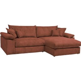 Ecksofa Home Affaire "Soft&Cosy XXL L-Form, B: 303 cm - OTTO. Verl&auml;ssliche Qualit&auml;t.", terracota, B:303cm T:187cm, 100% Polyester, Sofas, Ecksofa, Mega-Sofa, Cord oder Chenille-Struktur, mit Federkern & 4 Zierkissen