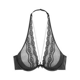 Damen Neckholder-BH, LASCANA Belle Affaire, Gr. 70, schwarz, Spitze, Obermaterial: 80% Polyamid, 10% Elasthan, 10% Polyester, BHs, mit abnehmbarer
