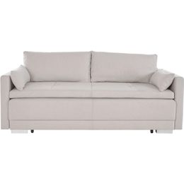 Schlafsofa OTTO HOME "Berlin", grau (silbergrau), B:218cm H:97cm T:96cm, Microfaser PRIMABELLE (100% Polyester);Struktur fein (100% Polyester);Samtoptik (100% Polyester), Sofas, Schlafsofa, mit Boxspringaufbau, Bettfunktion & Bettkasten, Dauerschlafsofa