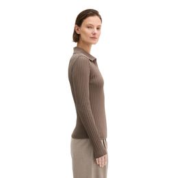 Marc O'Polo MARC O'POLO Damen Langarm-Poloshirt "mit TENCEL Modal", braun, Basic, Gr. XXL, unifarben, Obermaterial: 52% Baumwolle, 48% Modal, Shirts