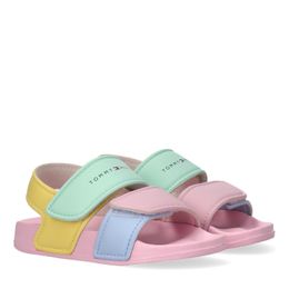 Badesandale Tommy Hilfiger, M&auml;dchen, Gr. 27, bunt, Synthetik, Schuhe, Badesandale, Klettschuh mit Logoschriftzug