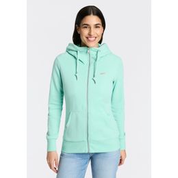 Kapuzensweatjacke Ragwear "NESKIA ZIP A O", Damen, Gr. XS, mint, Sweatware, Obermaterial: 70% Baumwolle, 30% Polyester, gemustert, normal, Rundhals, Rippb&uuml;ndchen, Sweatjacken Kapuzensweatjacke, mit Kordelzug und Logo am &Auml;rmel