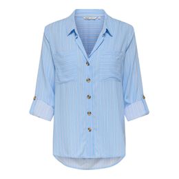 Only Damen Hemdbluse "OnlyASMIN SHIRT L/S WVN NOOS", blau, Gr. L, gestreift, Web, Obermaterial: 100% Viskose, Blusen