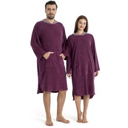 Badeponcho Kangaroos "Dalia Surfponcho, ideal f&uuml;r Sauna, Spa & im Urlaub" Gr. XXL, beere, L:128cm, Veloursfrottier, Hausm&auml;ntel, Badeponcho, weich, Uni-Farben mit Streifen, leicht, Unisex, f&uuml;r Damen und Herren