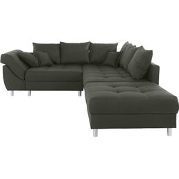 Ecksofa Collection AB "(Spar-Set) Innsbruck L-Form und Hocker", gr&uuml;n (flaschengr&uuml;n), B:247cm H:87cm T:189cm, Microfaser PRIMABELLE (100% Polyester), Struktur (90% Polyester, 10% Polyacryl), Samtvelours (100% Polyester), Luxus-Microfaser Antiklederoptik (100% Polyester), Sofas, Ecksofa, Ecksofa und Hocker, Recamiere links oder rechts montierbar
