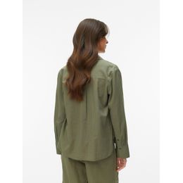 V&eacute;ro Moda VERO MODA Damen Langarmbluse "VMCAIA LS SHIRT WVN NOOS", gr&uuml;n, Gr. XL, unifarben, Web, Obermaterial: 90% Baumwolle, 10% Leinen, Blusen,