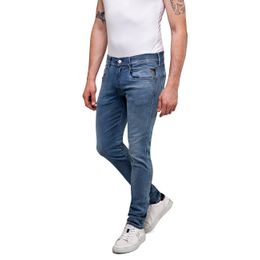Replay Herren Slim-fit-Jeans "ANBASS HYPERFLEX BIO", blau, Gr. 36, Denim/Jeans, Obermaterial: 88% Baumwolle, 8% Polyester, 4% Elasthan, Jeans, mit