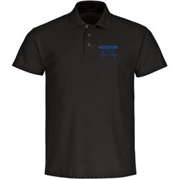 multifanshop Poloshirt - Holstein - Herzschlag - Druck blau - Polo