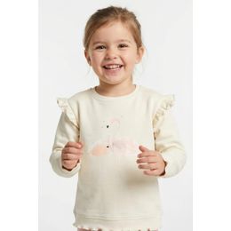 Sweatshirt Blue Seven, M&auml;dchen, Gr. 134, sanftes wei&szlig;, Sweatware, Obermaterial: 100% Baumwolle, bedruckt, unifarben, Basic normal, Rundhals, gewellter Abschluss, Sweatshirts Sweatshirt