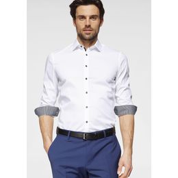 OLYMP Herren Businesshemd "No. Six super slim", wei&szlig;, Gr. 45, Web, Obermaterial: 97% Baumwolle, 3% Elastolefin, Hemden, super slim, Comfort Stretch,
