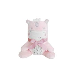 Kikkaboo Babydecke Fleece 3D Tierstickerei, Gr&ouml;&szlig;e 100 x 75 cm, Kuscheltier pink
