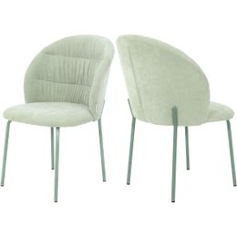 4-Fu&szlig;stuhl Tom Tailor HOME "LEAF CHAIR", gr&uuml;n (gr&uuml;n leaf, sage, sage, dwi 31 gr&uuml;n leaf), B:51cm H:83cm T:59cm, Metall, Stoff, St&uuml;hle, 4-Fu&szlig;stuhl, 4-Fu&szlig;gestell, Raffung in der R&uuml;ckenlehne