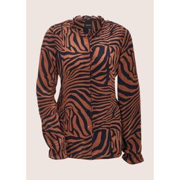 Madeleine Mode MADELEINE Damen Langarmbluse "Chiffonbluse Viskosebluse mit Zebramuster", schwarz, Modern, Gr. 46, Obermaterial: 100% Viskose CV., Blusen, Bluse mit