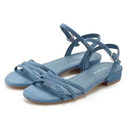 Lascana Damen Sandale "Sommerschuh", Gr. 43, blau, Obermaterial: 100% Textilmaterial. Decksohle: 100% Lederimitat. Futter: 100% Lederimitat.