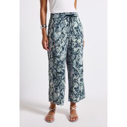 Street One Damen Culotte, blau, Gr. 36, bedruckt, Stoff, 100% Viskose, Hosen, High Waist