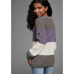 Kangaroos M&auml;dchen Strickpullover "Ringelpullover", lila, Gr. 140, geringelt, gestreift, mehrfarbig, Strick, Obermaterial: 50% Baumwolle, 50%