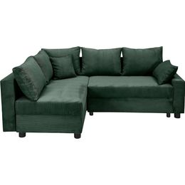 Ecksofa Collection AB "Parma L-Form", gr&uuml;n, B:224cm H:42cm T:161cm, 100%Polyester, Sofas, Ecksofa, mit Schlaffunktion und Bettkasten, inklusive Kissen, Bonellfederkern