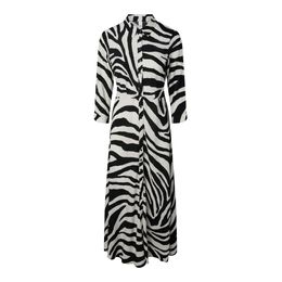 Hemdblusenkleid Y.A.S "YASSAVANNA LONG SHIRT DRESS", Damen, Gr. L, N-Gr, birch aop:zebra print, Web, Obermaterial: 100% Viskose, bedruckt, relaxed fit lang, Kleider Hemdblusenkleid, Sommerkleid, mit 3/4 &Auml;rmel